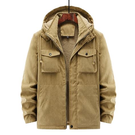 Wxlwzywl Mens Coats Clearance Sale Windproof Fleece Parka Jacket Winter