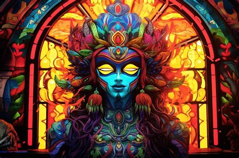 Premium Photo Stained Glass Style With A Kahlii In The Background