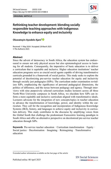 Pdf Rethinking Teacher Development Blending Socially Responsible