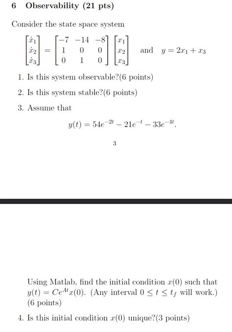 solved 6 ﻿observability 21 ﻿pts consider the state space