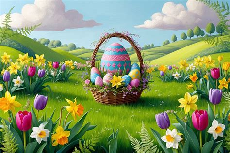 Happy Easter Scenery Illustration Graphic By Forhadx5 · Creative Fabrica