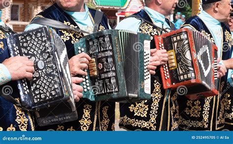 Kazan Russia 2022 June 18 Playing The Accordion Close Up Editorial