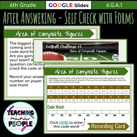 Area Of Composite Figures Code Breaker Football Activity 6th Grade