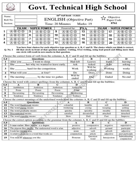 09th Class Half Book Eng Ii Pdf Adjective Linguistics