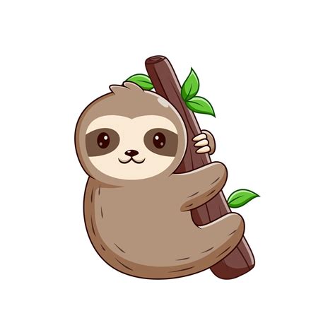 Sloth Cartoon Hanging On The Tree Sloth Mascot Cartoon Character