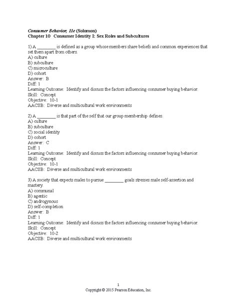 Chapter 10 Test Bank On Consumer Identity And Sex Roles Studocu