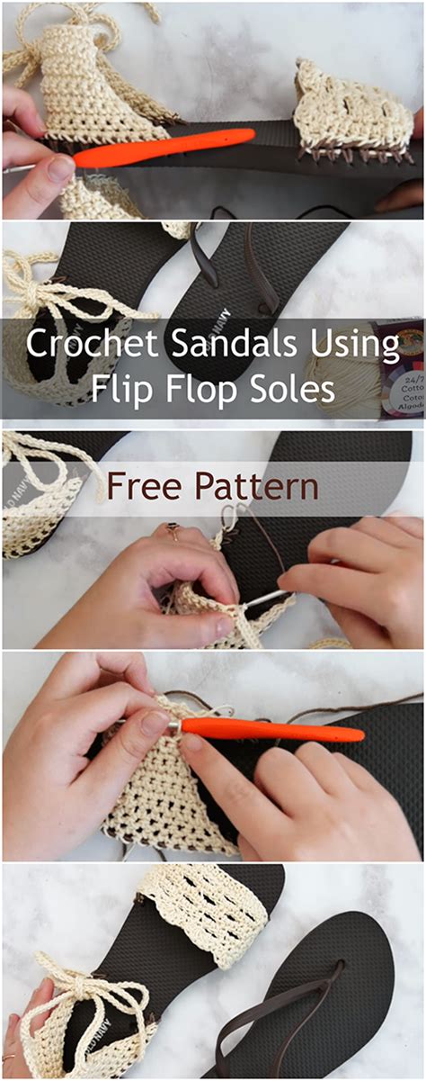 Crochet Sandals Using Flip Flop Soles Free Pattern And Video Tutorial