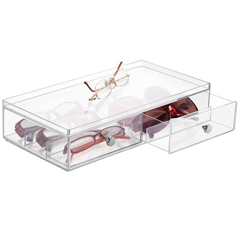 Mdesign Wide Plastic Stackable Glasses Organizer Box With 2 Drawers Michaels