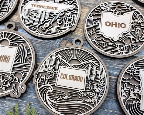 Handmade Wooden State Ornaments 52 State And Territory Designs