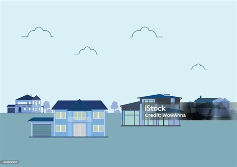 Ilustración De Ilustración De Vector De Lindas Casas En Renta O Venta En Edificio Plano Estilo