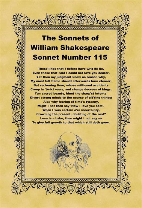 A4 Size Parchment Poster Shakespeare Sonnet Number 115