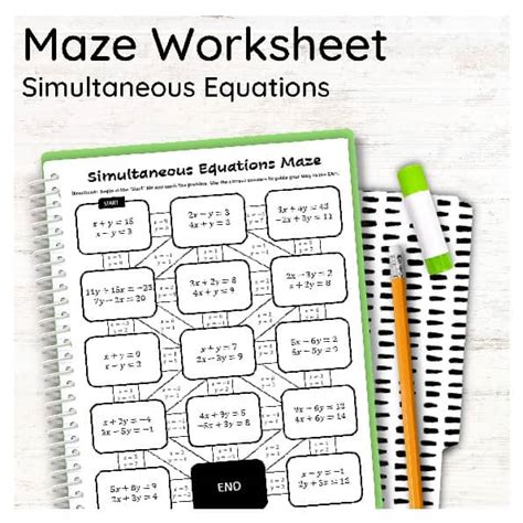Solving Simultaneous Equations Maze Worksheet By Order Of Ops Tpt