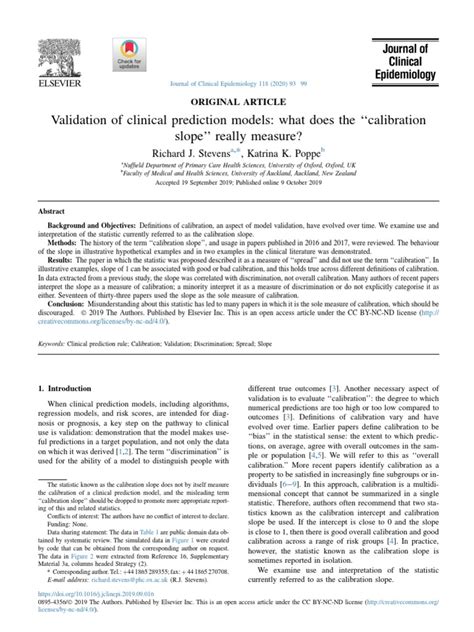 Validation Of Clinical Prediction Models What Does The Calibration Pdf