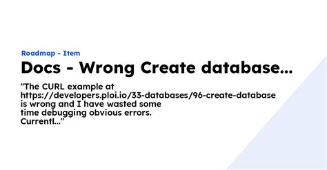 Docs Wrong Create Database Example Ploi Roadmap