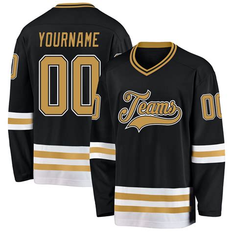 2024 Custom Black Old Gold White Hockey Jersey Sale Online Fanscustom