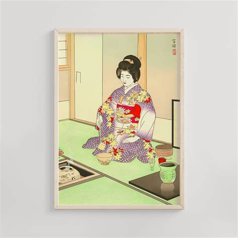 Tea Ceremony Ocha Sado Art Print Kasamatsu Shiro Ukiyo E Japanese