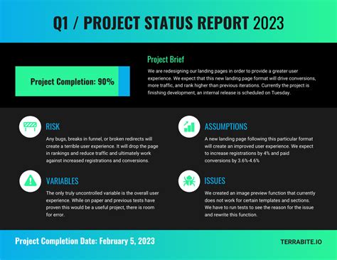 Neon Project Status Progress Report Template Venngage