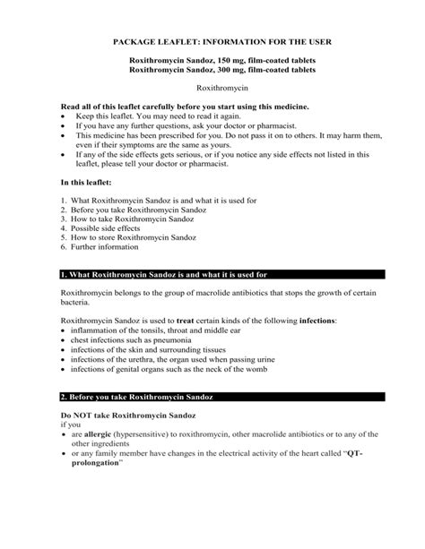 Roxithromycin Sandoz Film