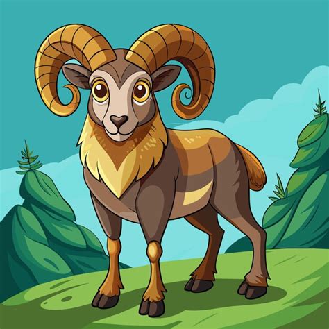 A Picture Of A Ram With Horns And Horns Premium Ai Generated Vector