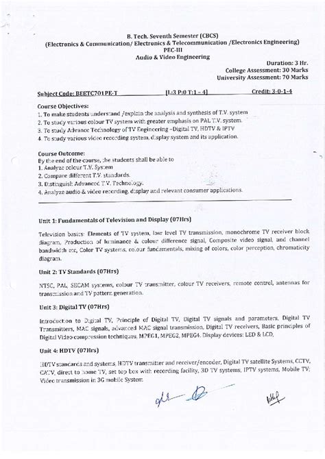 7th Sem Syllabus Electronics Engineering Compressed B Tech Seventh Semester Cbcs