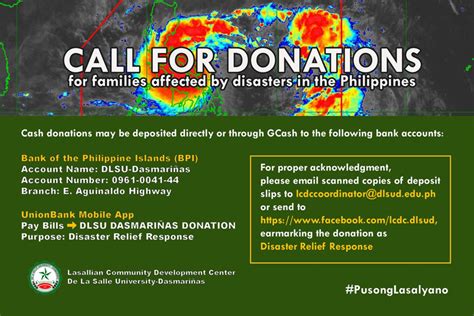 Call For Donations Typhoon Rolly Dlsu Dasmariñas