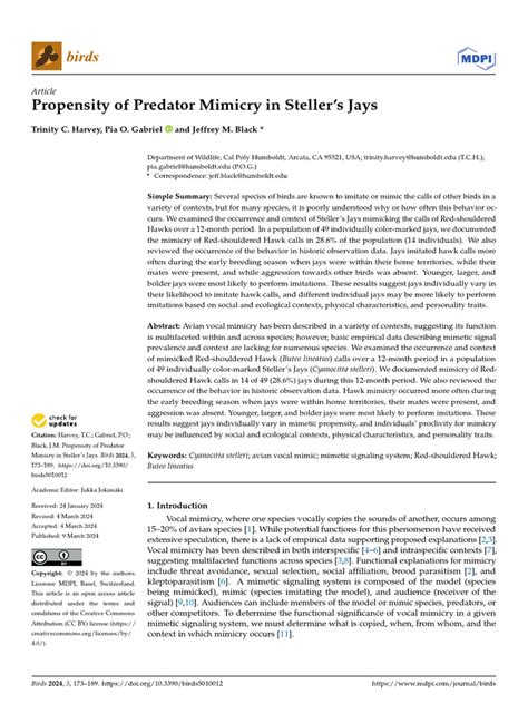 Birds 05 00012 Pdf Mimicry Zoology