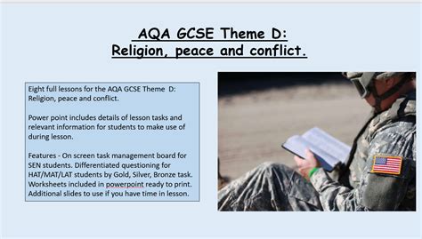 Aqa Gcse Theme D Religion Peace And Conflict Teaching Resources