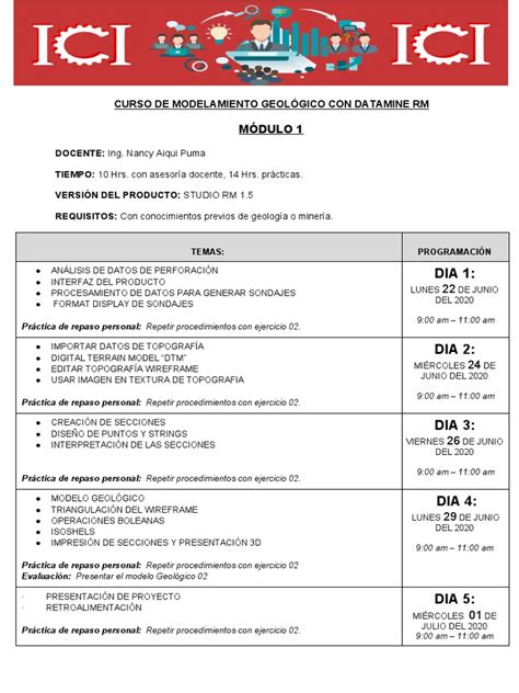 Curso De Modelamiento GeolÓgico Con Datamine Rm Pdf Informática