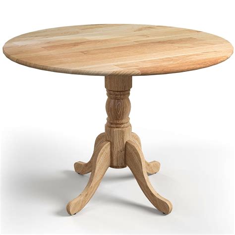 Costway 100cm Round Dining Table Rubber Wood Kitchen Table With Wooden