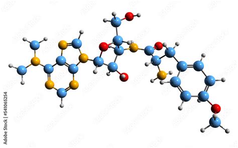 3d Image Of Puromycin Skeletal Formula Molecular Chemical Structure
