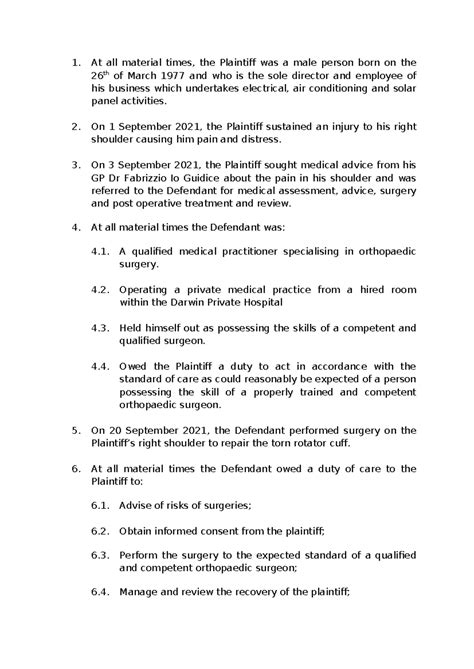 Statement Of Claim At All Material Times The Plaintiff Was A Male