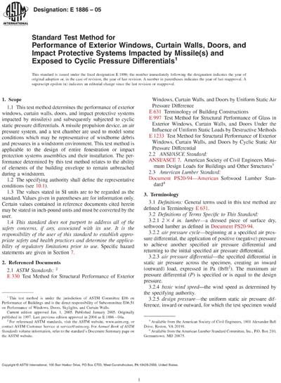 Astm E1886 05 Standard Test Method For Performance Of Exterior Windows Curtain Walls Doors