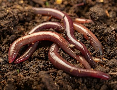 Closeup Of Earthworms In Soil With Natural Habitat And Organic Texture