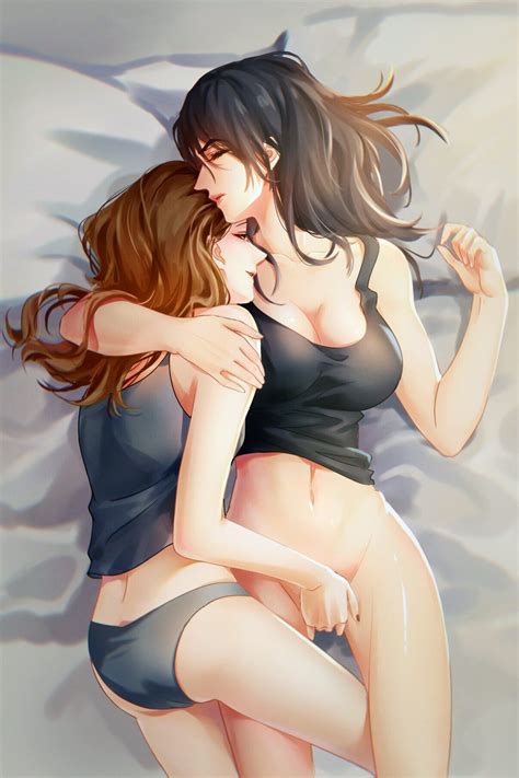 Rule 34 2girls Arm Around Shoulder Black Hair Black Tank Top Bottomless Breasts Brown Hair