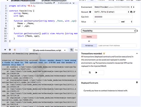 Gas Cant Even Create A Smart Contract Sender Doesnt Have Enough