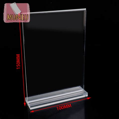 Muniu ที่ใส่ป้ายอะคริลิคสองด้านรูปตัวทีแท่นวางกระดาษตั้งแสดงเมนู Th