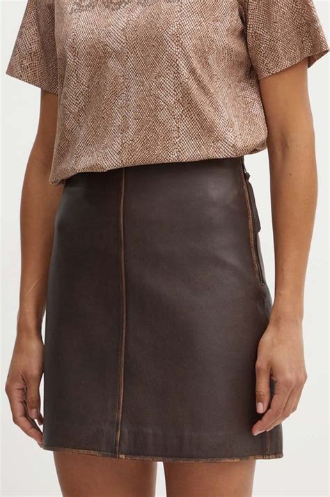 Weekend Max Mara Bőr Szoknya Barna Mini Egyenes 2425406011600 Answear Hu