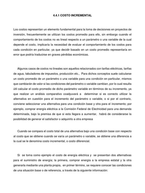 Análisis De Costos Incrementales En Proyectos De Energía Pdf Vatio
