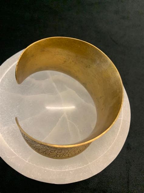 Engraved Vintage Brass Cuff Bangle Silverflamze
