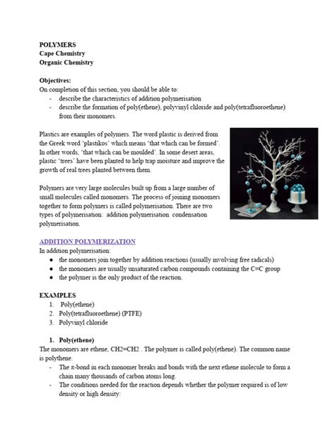 Polymers Part 1 Cape Chemistry Pdf