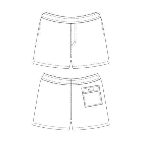 Template Swim Trunks Vector Illustration Flat Design Outline Clothing