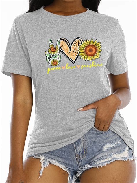 Xchqrti Sunflower Shirts For Women Graphic Short Sleeve Tshirts Casual