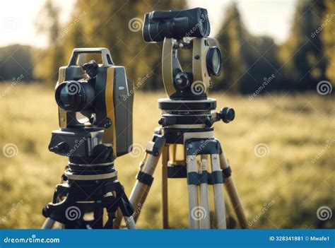 Surveyor With A Tripod Icon Geodesic Tripod Vector Illustration