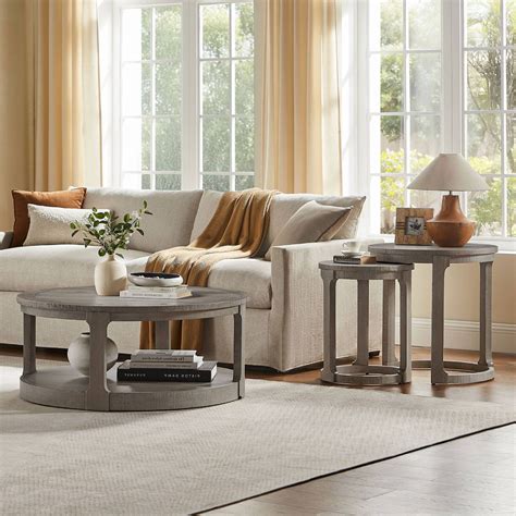 Latitude Run® Ensemble De 3 Tables Basses Rondes Traditionnelles En