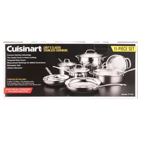 Cuisinart Stainless Steel Cookware Set 11pc Durable Chefs Classic
