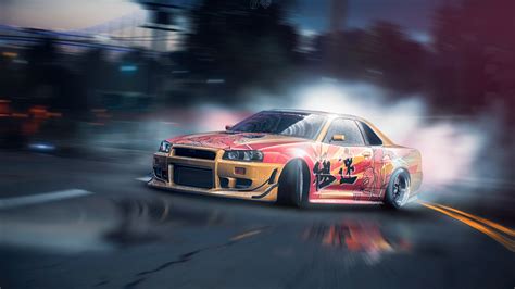 Download Wallpaper Drift Nissan Gt R Drift Need For Speed Skyline
