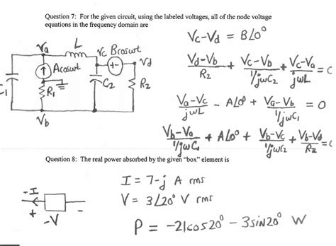 Solved Question For The Given Circuit Using The Labeled Chegg Com