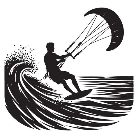 Dynamic Kitesurfing Silhouette Watersport Graphic For Design Projects