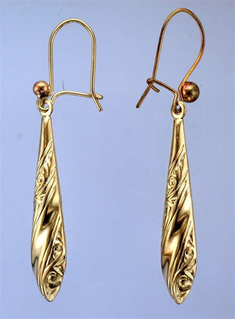 9ct Gold Scroll Pattern Teardrop Earrings Attenborough Jewellers