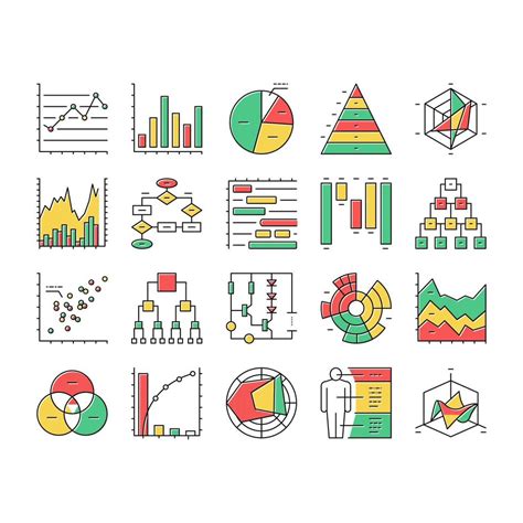 graph for analyzing and research icons set vector 19576535 vector art